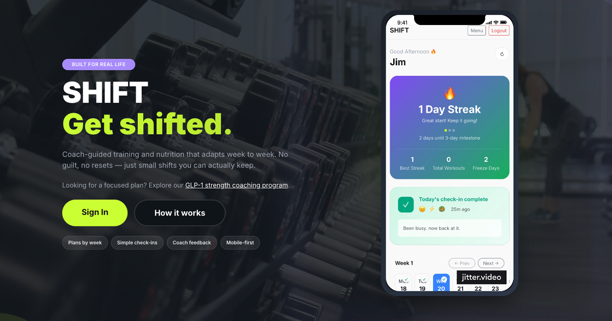 SHIFT — Strength & habit coaching for real life | SHIFT